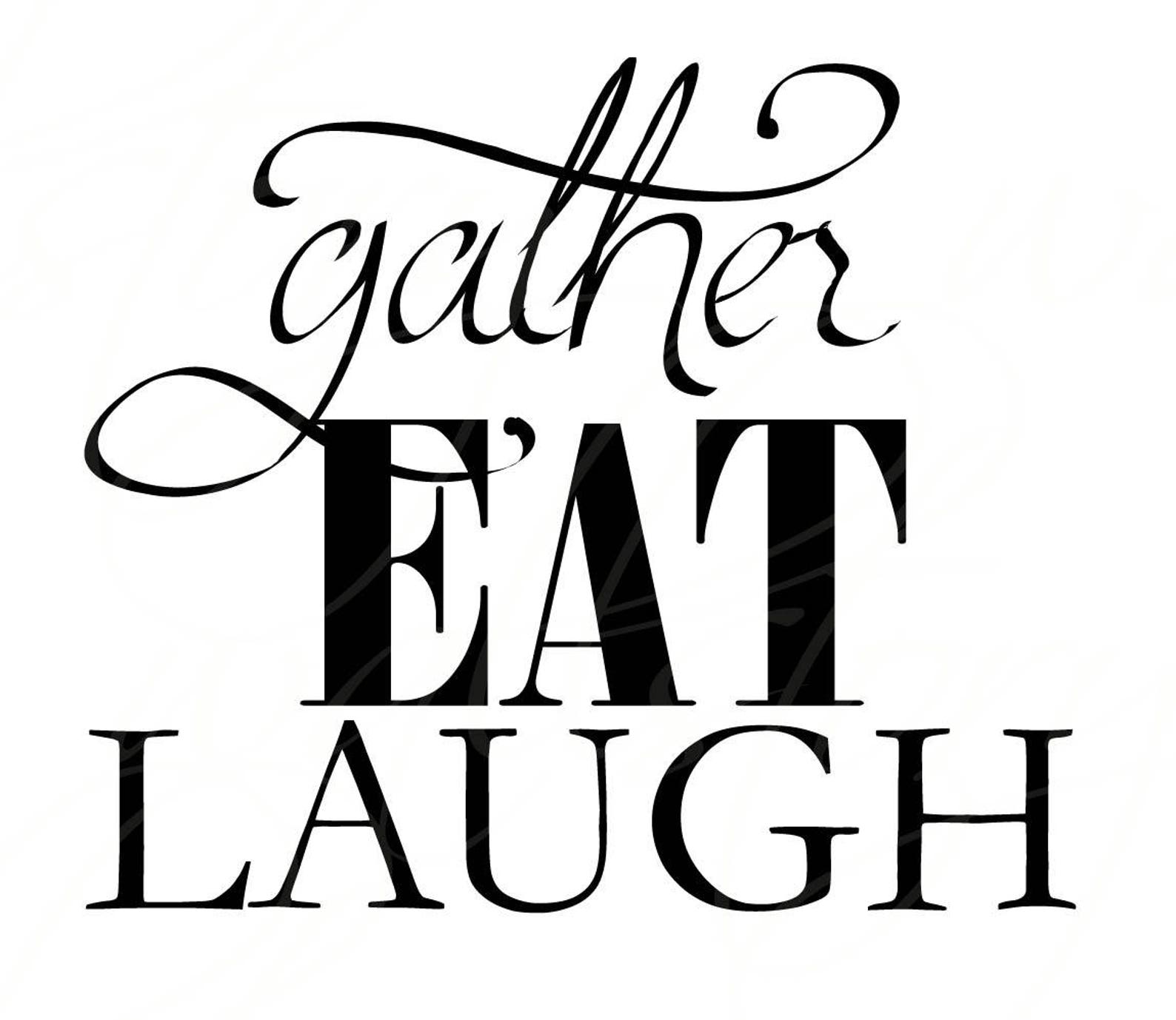 Family Wall Quotes Decal Gather EAT Laugh Wall Decals - Etsy