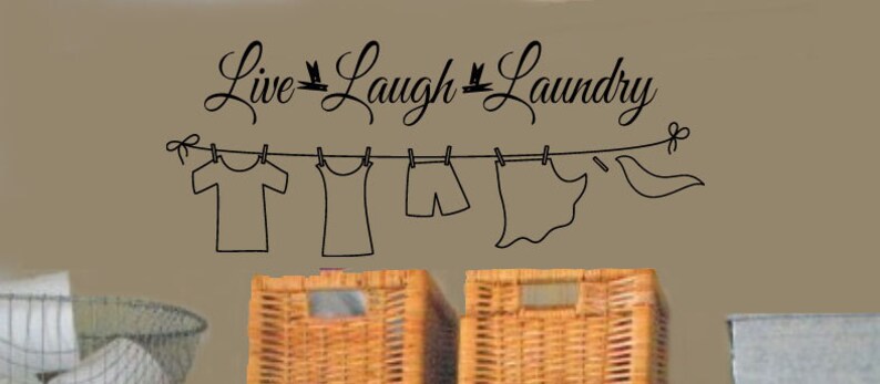LIVE LAUGH LAUNDRY Clothes Line Vinyl Wall Lettering Quotes | Etsy