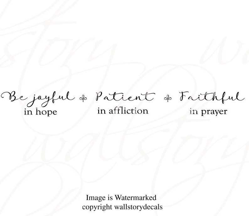 Christian Wall Decal | BE Joyful Patient Faithful in PRAYER | Scripture ...