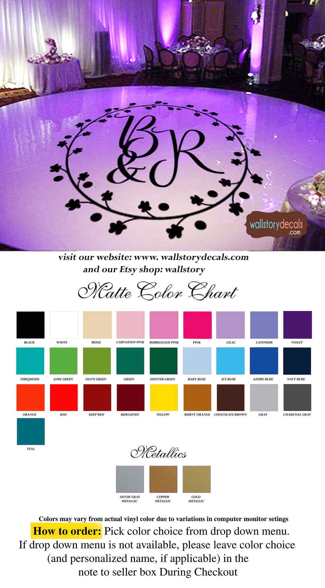 Wedding Dance Floor Decal Bride and Grooms Personalized Name - Etsy