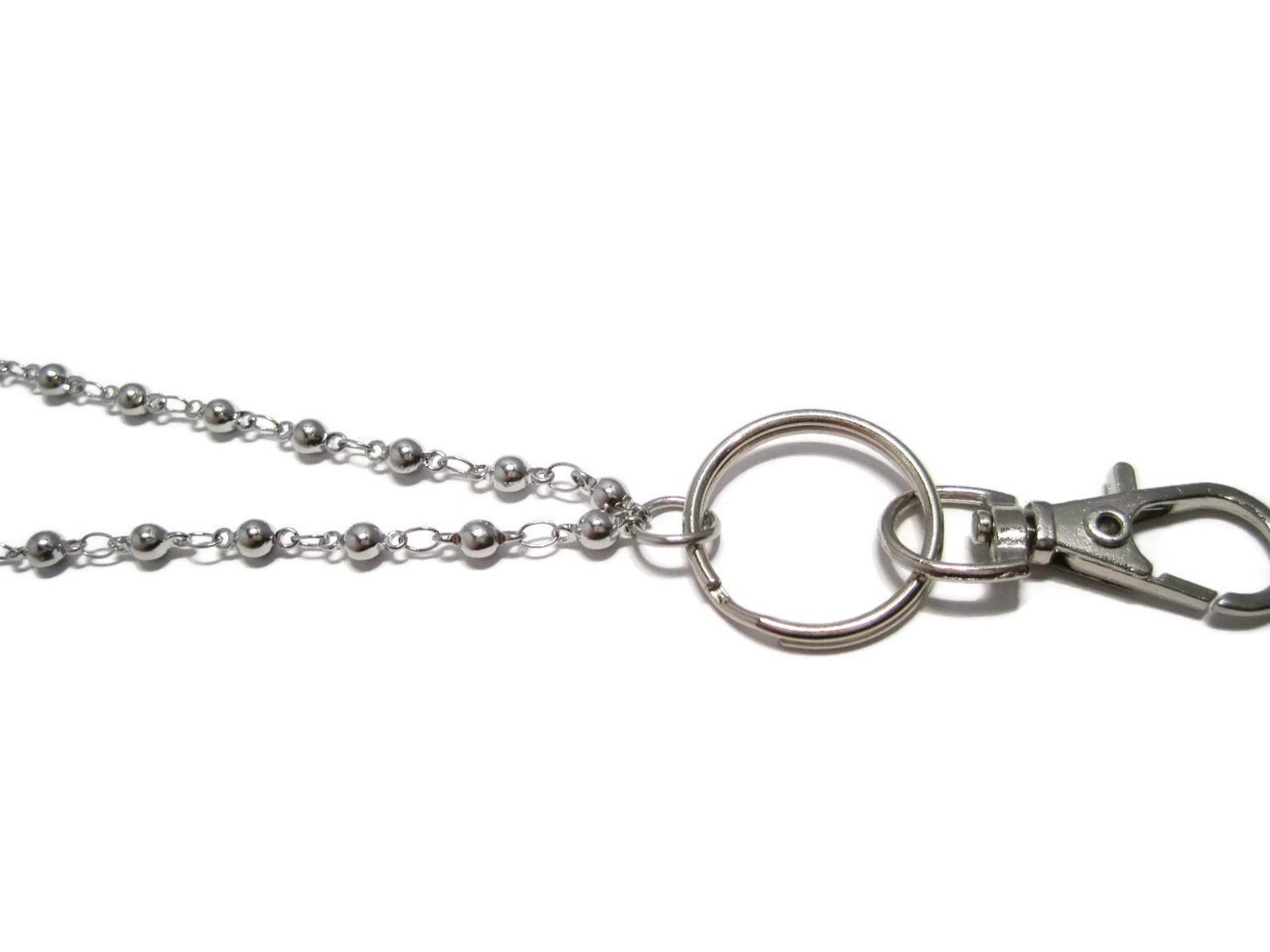 Ball Chain Lanyard- Stainless Steel Chain Badge Holder- Id Badge Holder ...