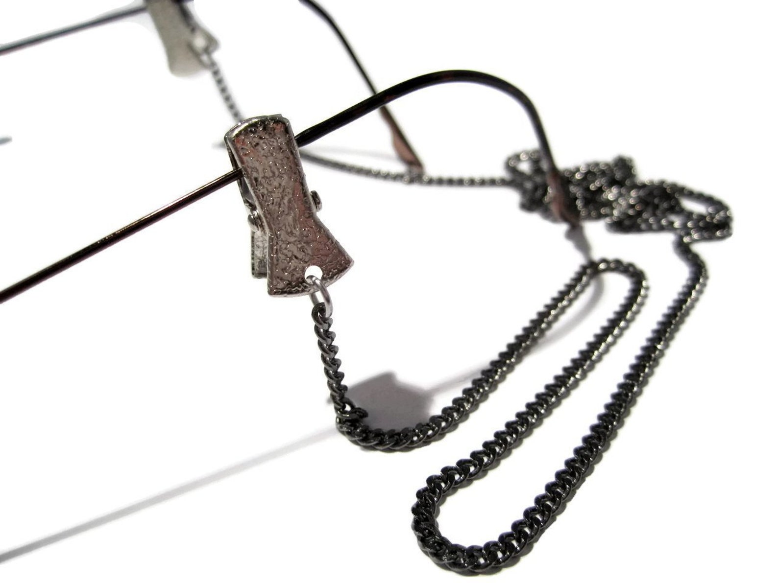 Gunmetal Chain Clip Eyeglass Holder- Clip Holder for Glasses- Eyeglass ...