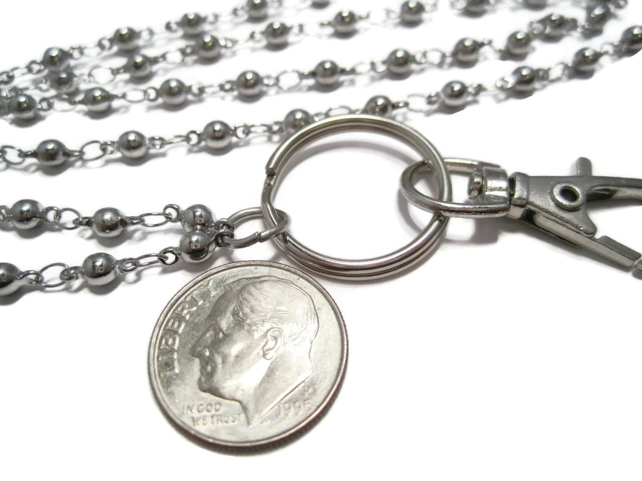 Ball Chain Lanyard- Stainless Steel Chain Badge Holder- Id Badge Holder ...
