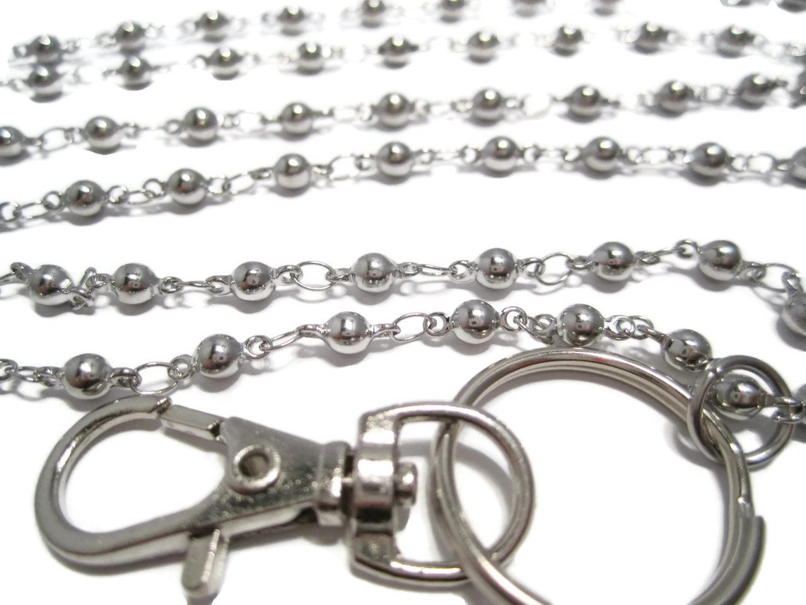 Ball Chain Lanyard- Stainless Steel Chain Badge Holder- Id Badge Holder ...