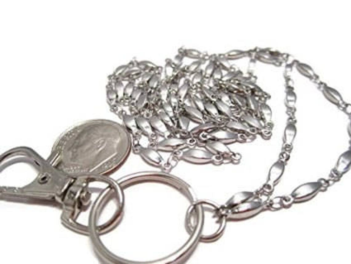 Long/ Large Solid Long Oval Chain Badge Holder Work Id | Etsy