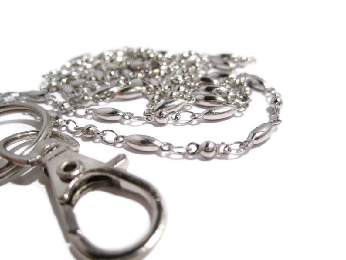 Long/ Large Oval and Ball Chain Lanyard Badge Holder | Etsy