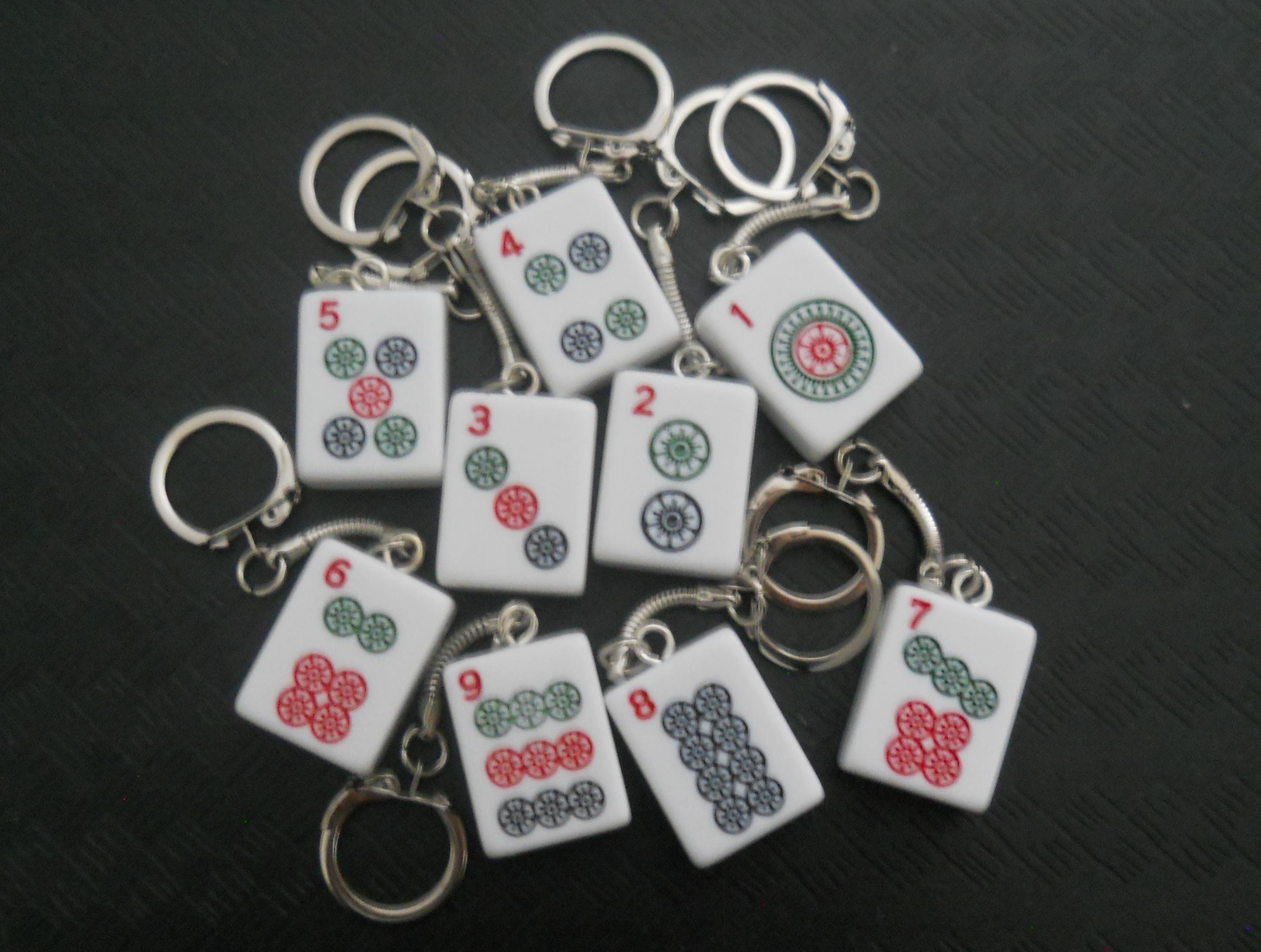 Mah Jongg Jong Mahjong Tile Key Chain - Bag Charm - BAM / DOT / Crack ...