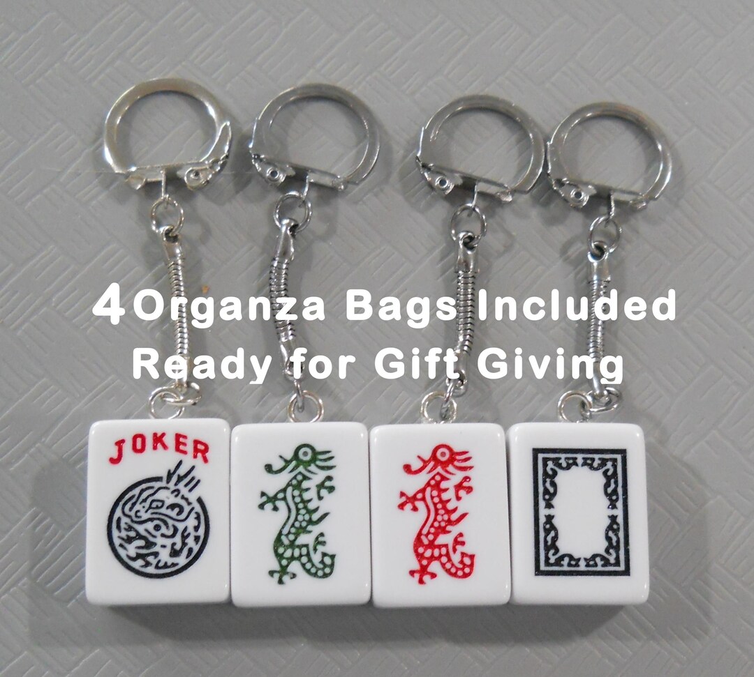 Mah Jongg Jong Mahjong Tile Key Chain - 3 Dragons and Jokers - Great ...