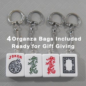 Mah Jongg Jong Mahjong Tile Key Chain - 3 Dragons and Jokers - Great ...