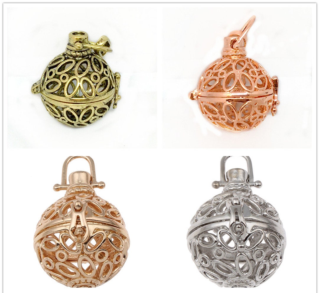 2pc 27x26mm Round Shape Metal Prayer Box Bead Cage Pendant -pls Pick a ...