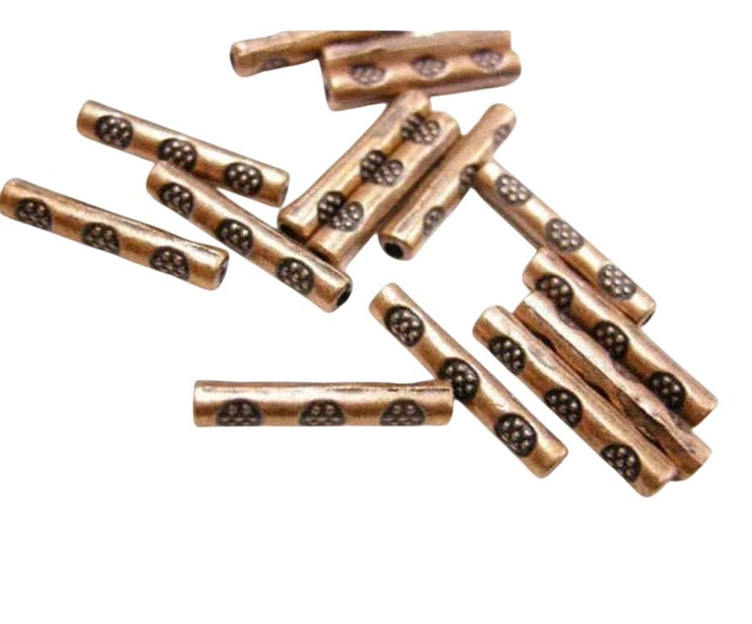 12pc Antique Copper Metal Tube Fancy Bead-4376 - Etsy