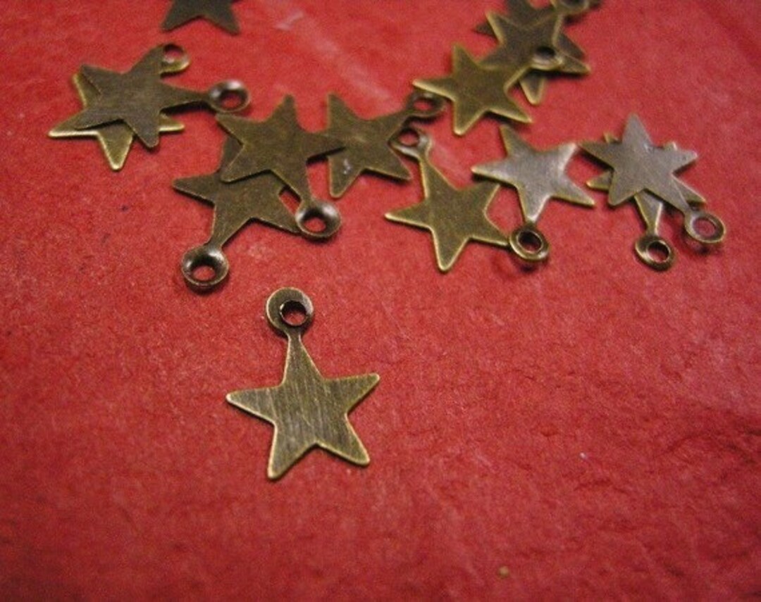 100pc Antique Bronze Star Stape Metal Drops-3666 - Etsy