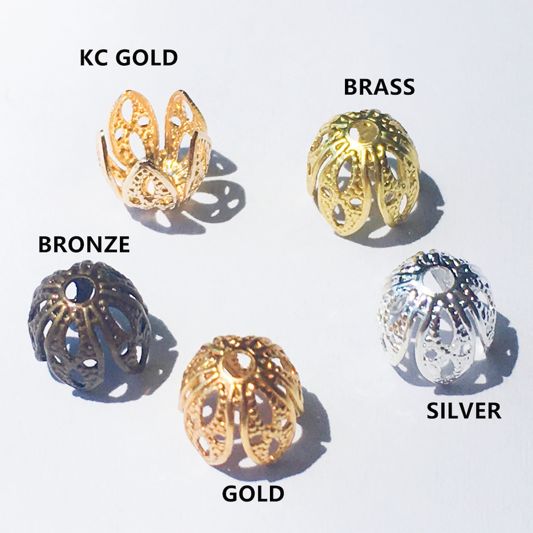 20 Pc 8x7mm Brass Made Filigree Flower Shape Bead Caps-pls Pick a Color ...