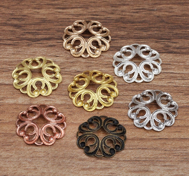 10 Pc 20mm Brass Made Filigree Flower Shape Bead Caps-pls Pick | Etsy