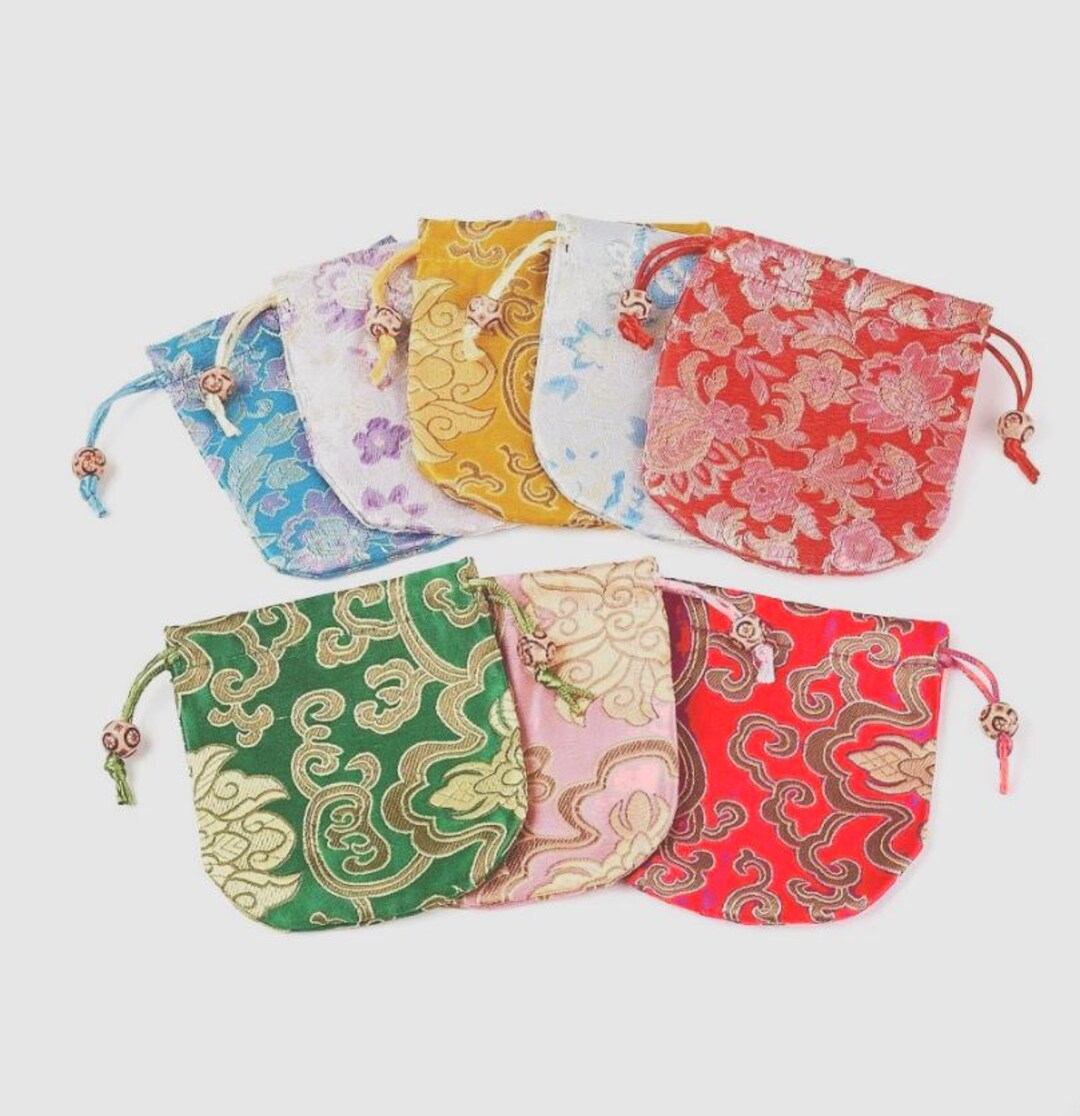 6pc Mix-color Embroidery Draw String Bags, Pouch Size 4 " X 4 " - Etsy