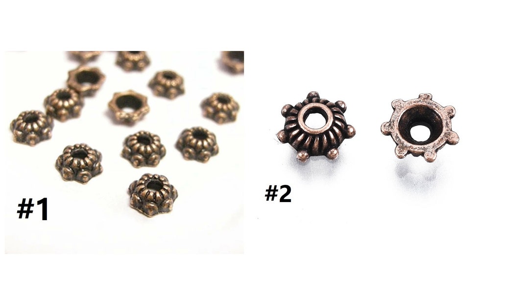 50PC 5mm Antique Finish Metal Bead Caps in Antique Copper Finish-please ...