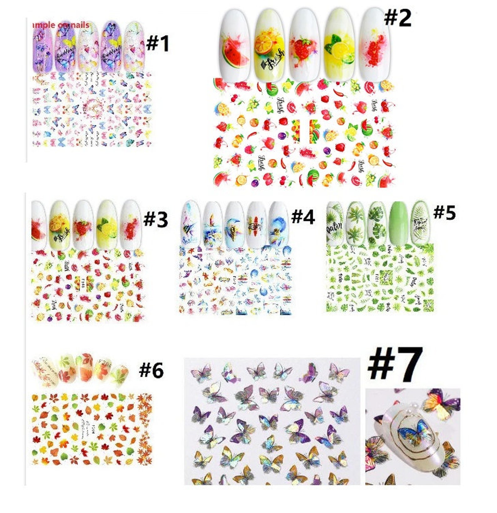 2 Sheets of Self-adhesive Nail Art Stickers Tin69-please Pick a Pattern ...