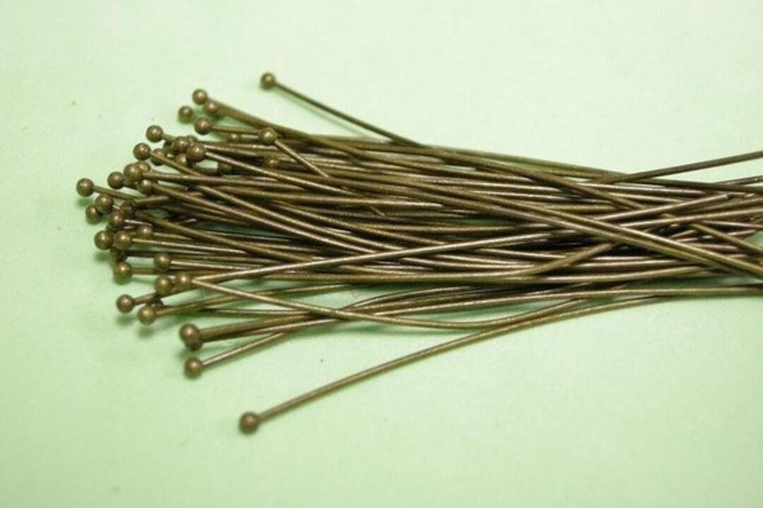 100pc Antique Bronze Finish Round Head Pin-pls Pick a Length and ...