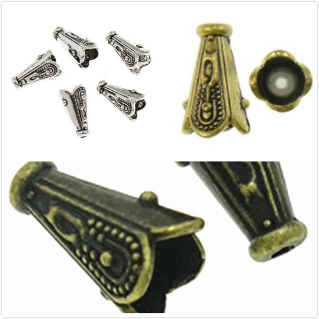 12pc Antique Finish 12x7.5mm Metal Cone Shape Bead Caps-pls Pick Your ...