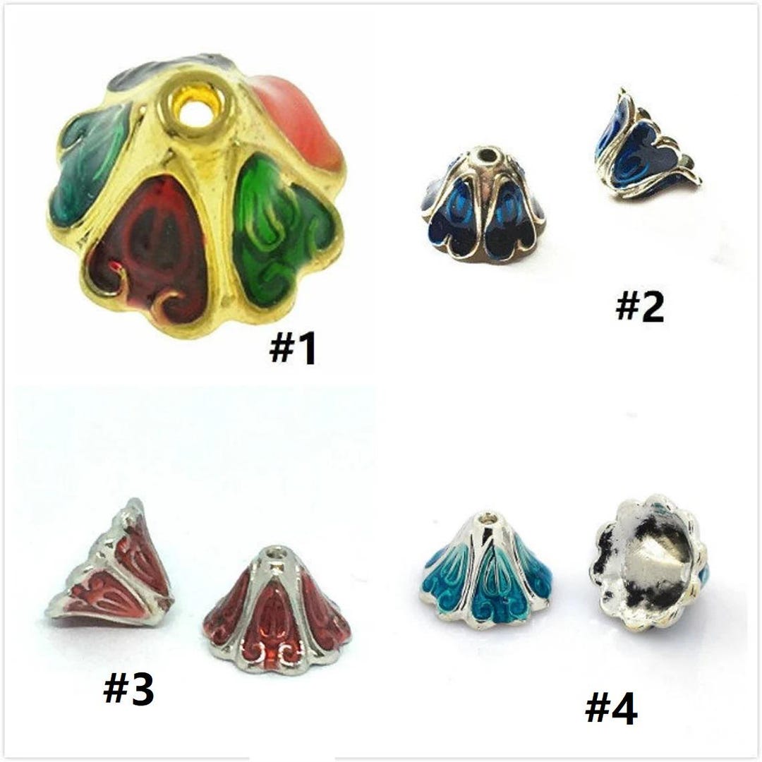 4pc 16mm Metal With Enamel Bead Caps-pls Pick a Color - Etsy