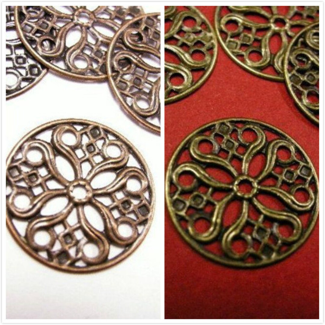 20pc 20mm Antique Round Filigree Wrap-pls Pick Your Color - Etsy