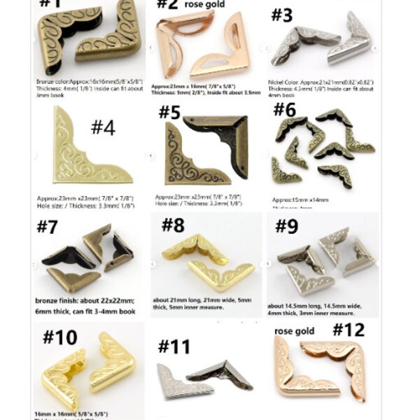 Metal Book Corners - Etsy