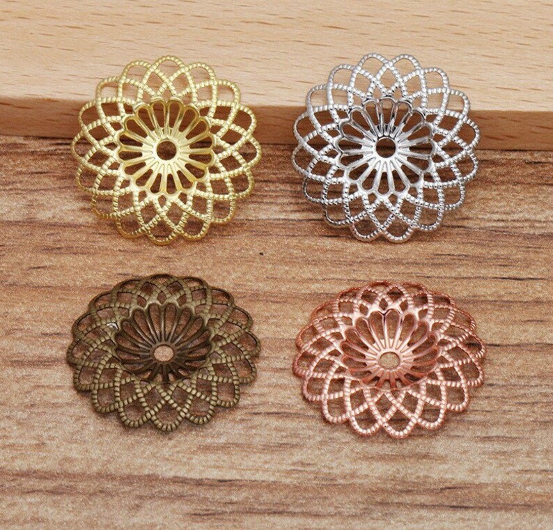 10pc 23MM Flower Metal Brass Filigree Findings- Pls Pick a Color - Etsy