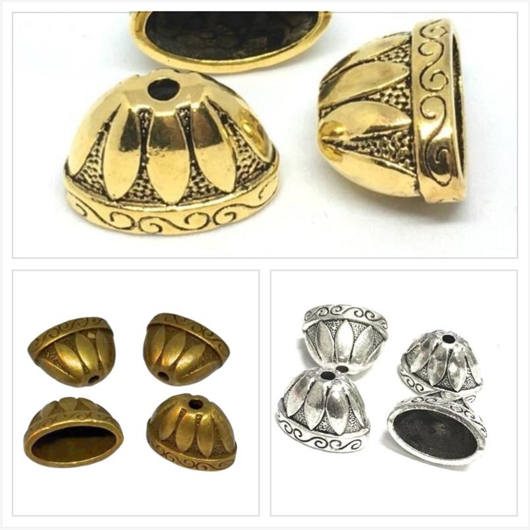 4pc 20x13mm Antique Finish Metal Flat Bead Caps-pls Pick a Color - Etsy