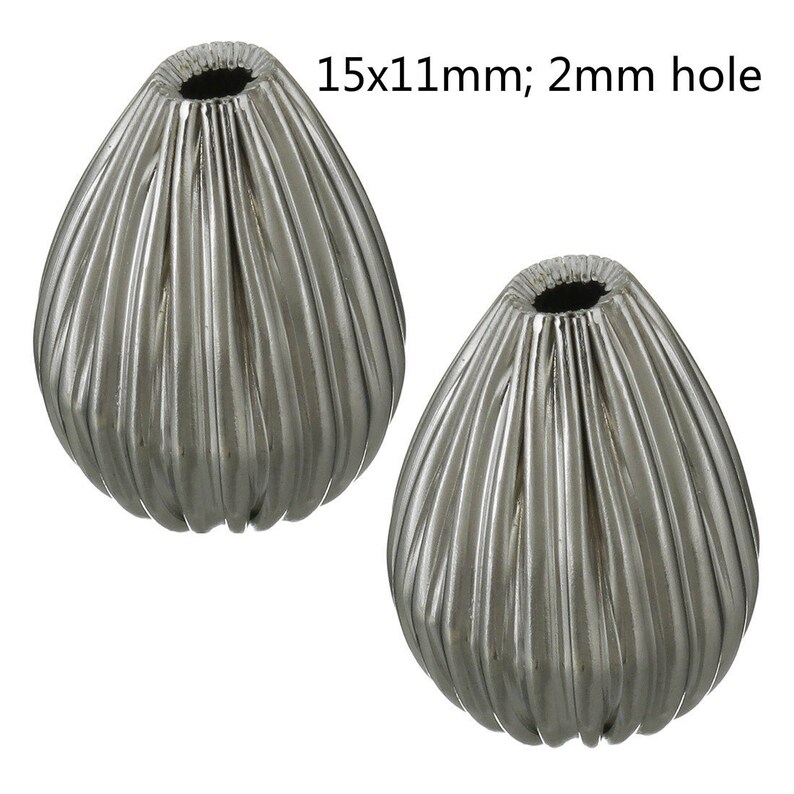 12pc Teardrop Shape Corrugated Metal Beads- Pls Pick the Size and Color ...