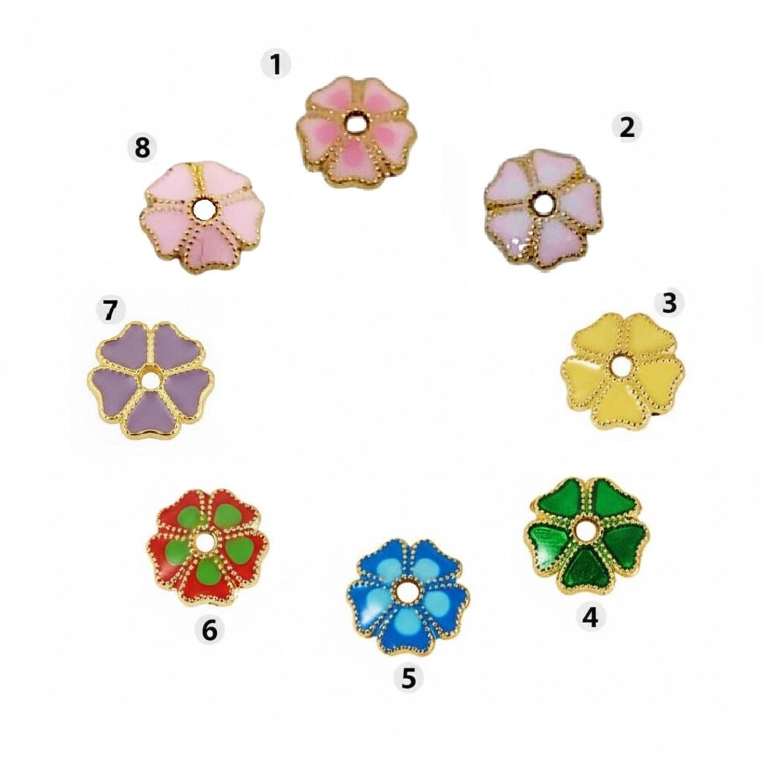 10pc 8.5mm Metal With Enamel Flower Bead Caps-pls Pick a Color - Etsy