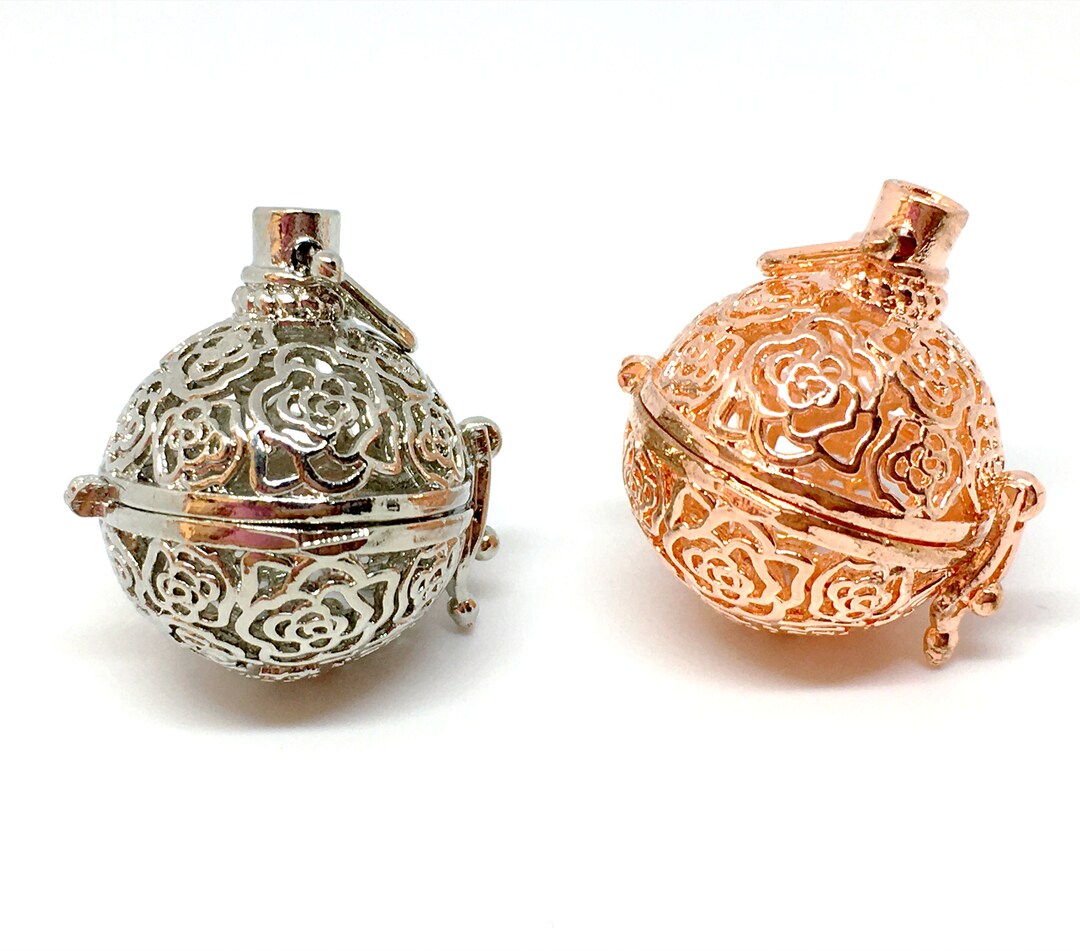 2pc 27x25mm Round Shape Metal Prayer Box Bead Cage Pendant R730-pls ...