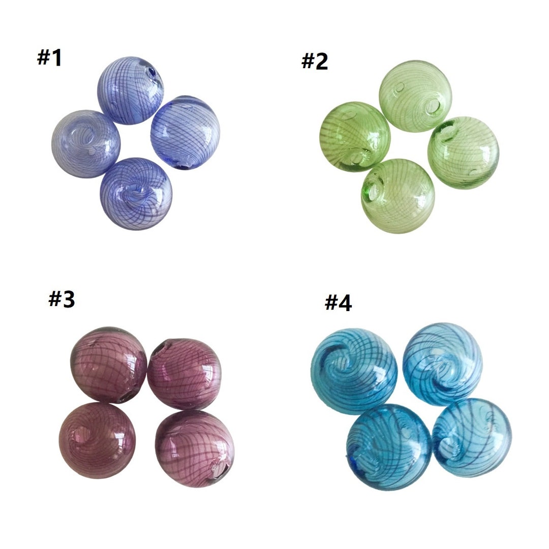 4pc 12mm Round Hollow Hand Blown Glass Beads -pls Pick a Color - Etsy