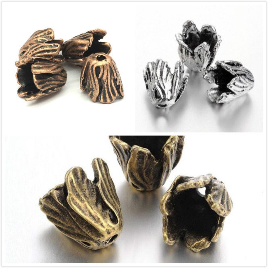 6pc Antique Finish 18x16mm Metal Bead Caps-pls Pick a Color - Etsy