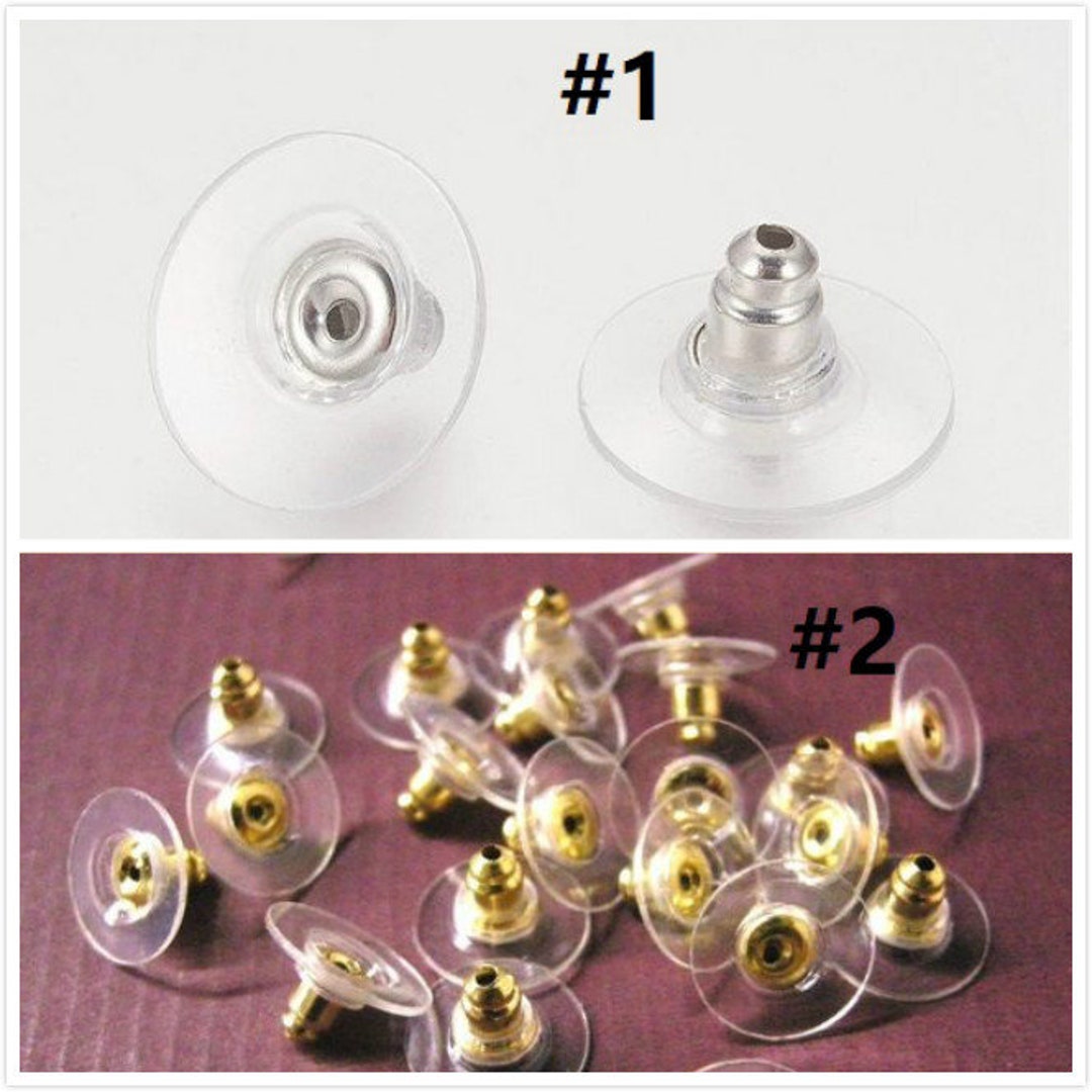 50pcs Brass Bullet Clutch Earring Backs, With Plastic Pads, Ear Nuts ...