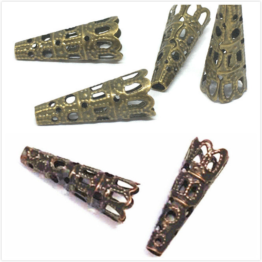 12pc 22x9mm Antique Finish Filigree Cone Shape Bead Cap-pls Select Your ...