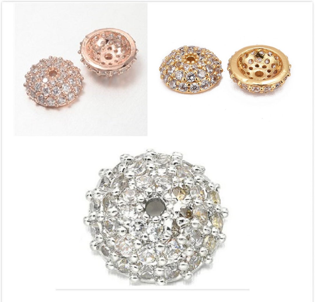 4PC 8mm Brass Made Rhinestone Bead Caps-pls Pick a Color - Etsy