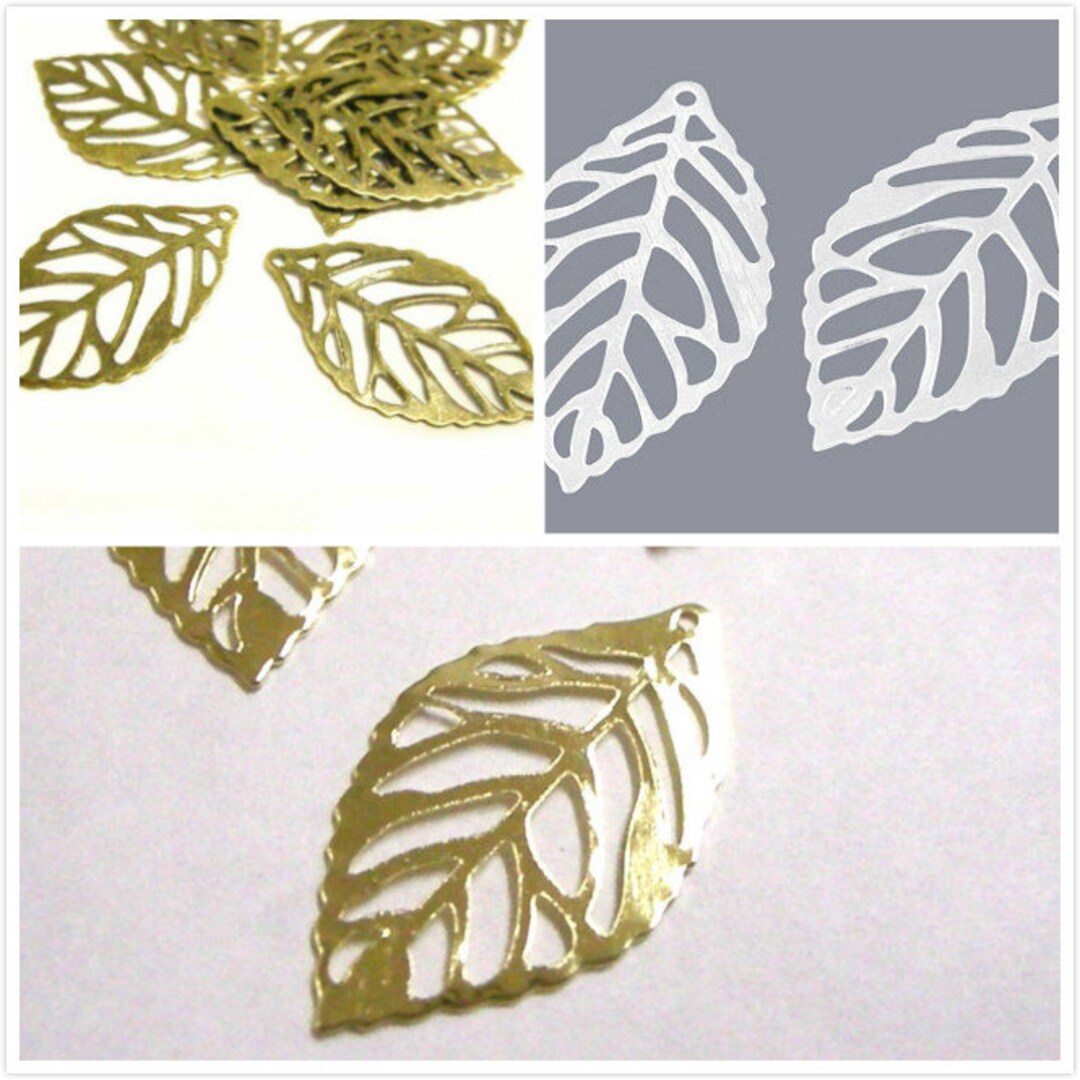 20pc 23x13.5mm petits pendentifs à feuilles en filigrane-pls choisir ...