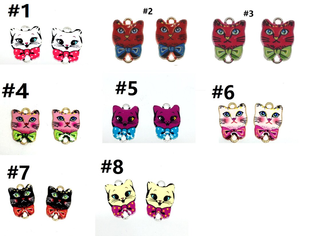 5pc 22x15mm Metal With Enamel Cat Connectors-pls Pick a Color - Etsy