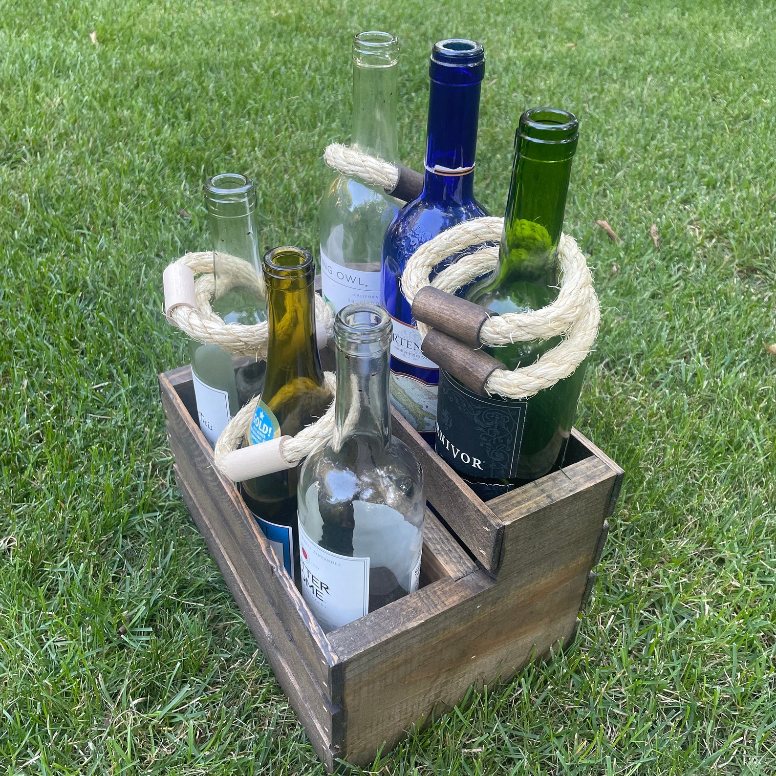 Game - Rustic Bottle Toss Ring Toss Outdoor Yard/lawn Game With 6 Rings ...