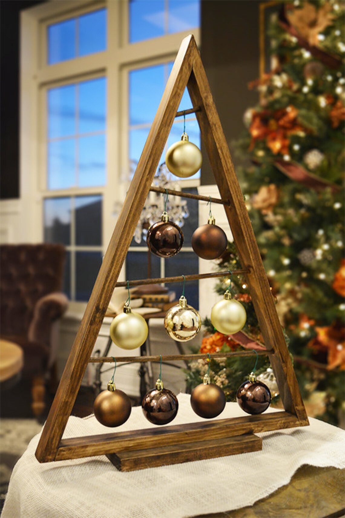 LARGE Rustic Stained A-frame Christmas Tree Ornament Display/ - Etsy