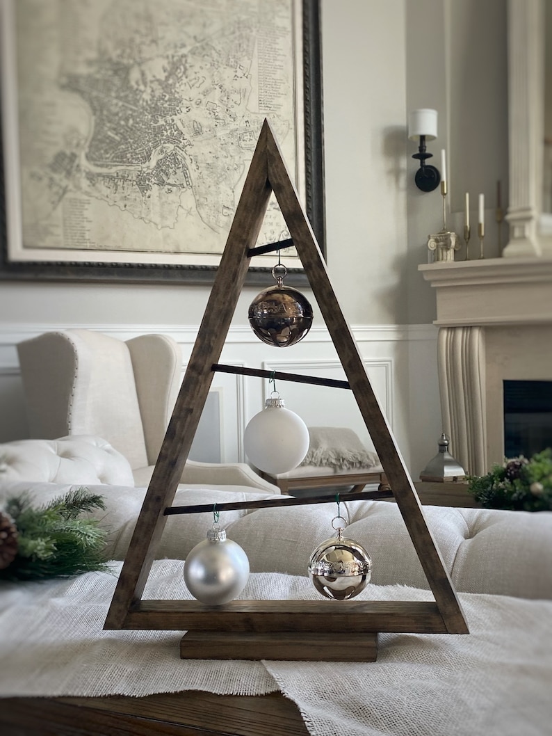 SMALL Rustic Stained A-frame Christmas Tree Ornament Display/ Ornament ...
