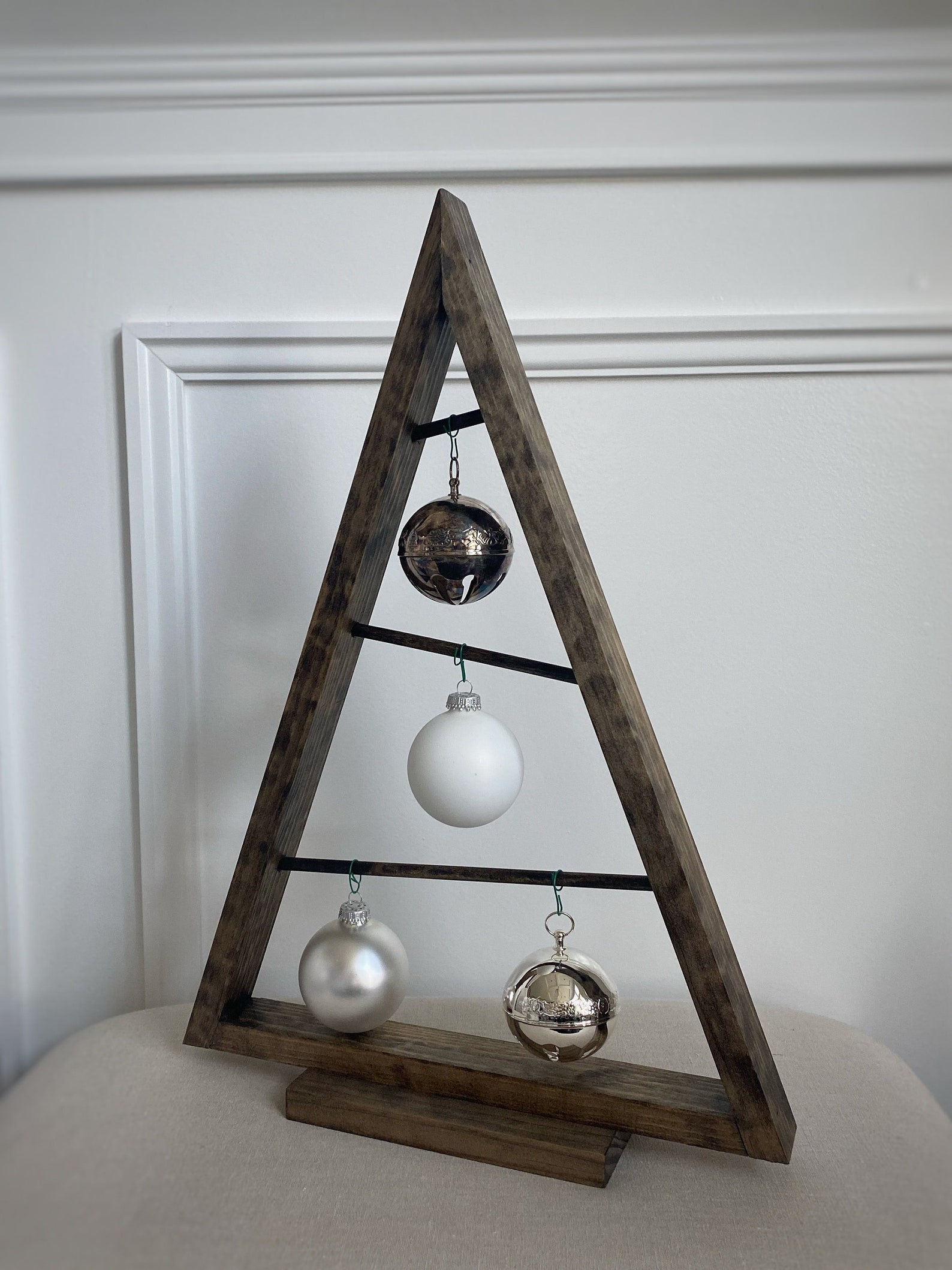 SMALL Rustic Stained A-frame Christmas Tree Ornament Display/ Ornament ...