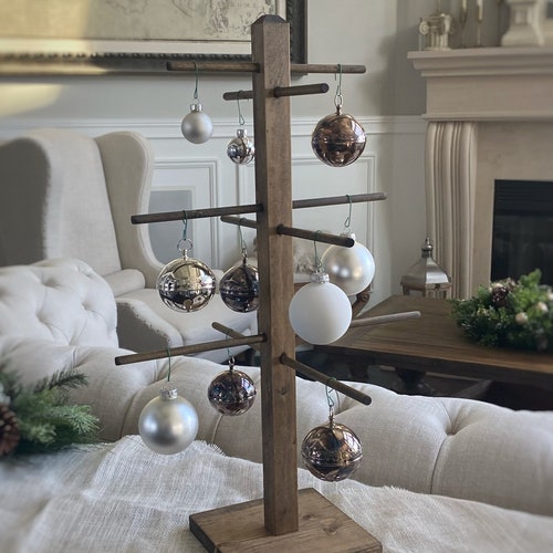 LARGE Rustic Stained Christmas Tree Ornament Holder Display - Etsy