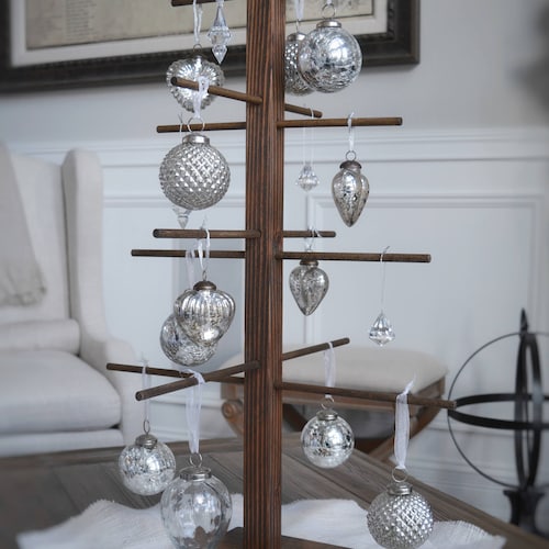 MEDIUM Rustic Stained Christmas Tree Ornament Holder Display - Etsy