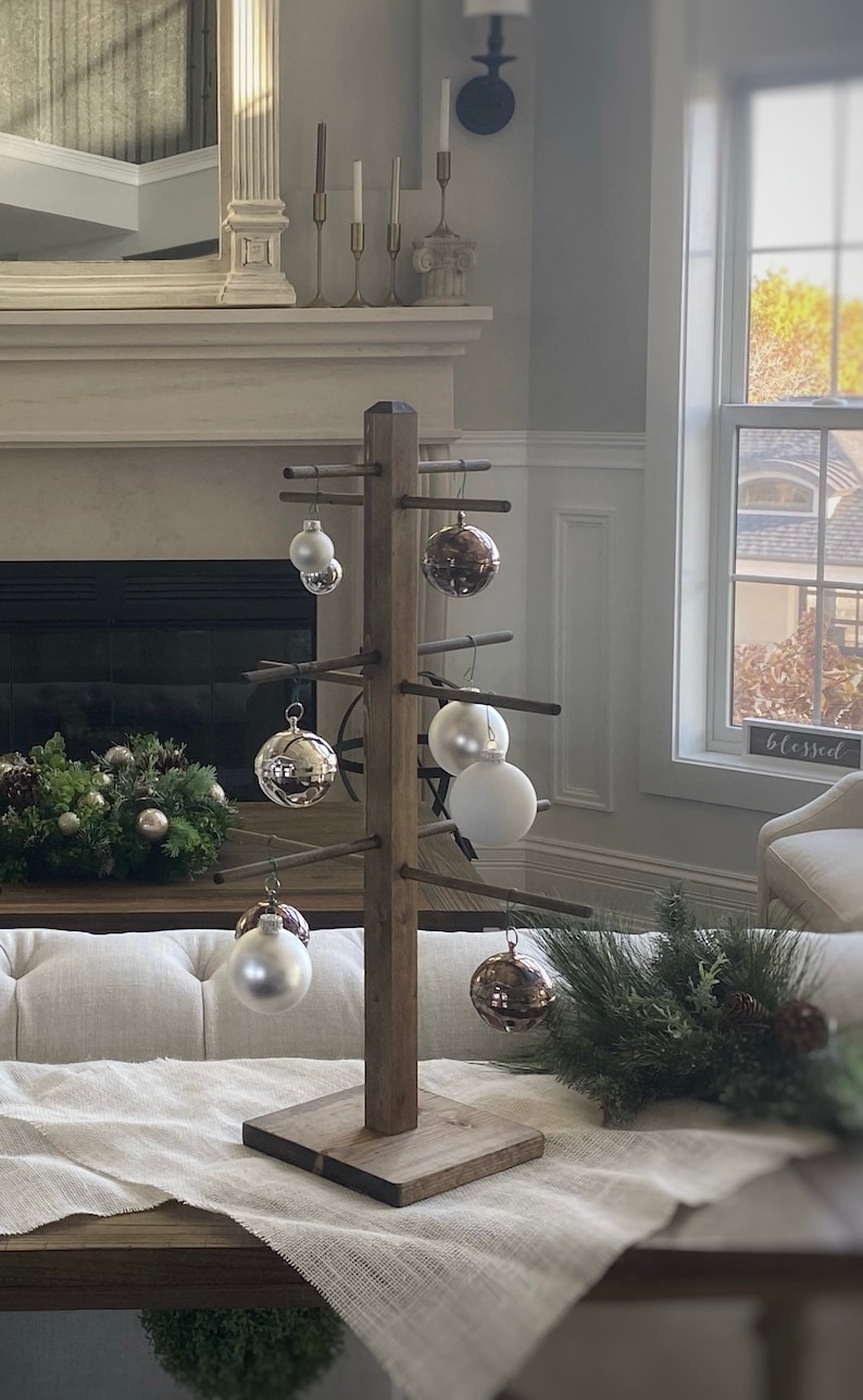 MEDIUM Rustic Stained Christmas Tree Ornament Holder Display - Etsy