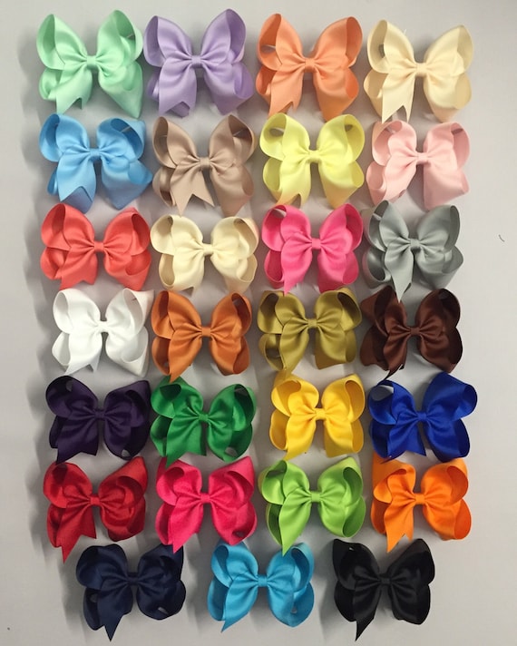5 Solid Color Hair Bows choose 6 Bows | Etsy