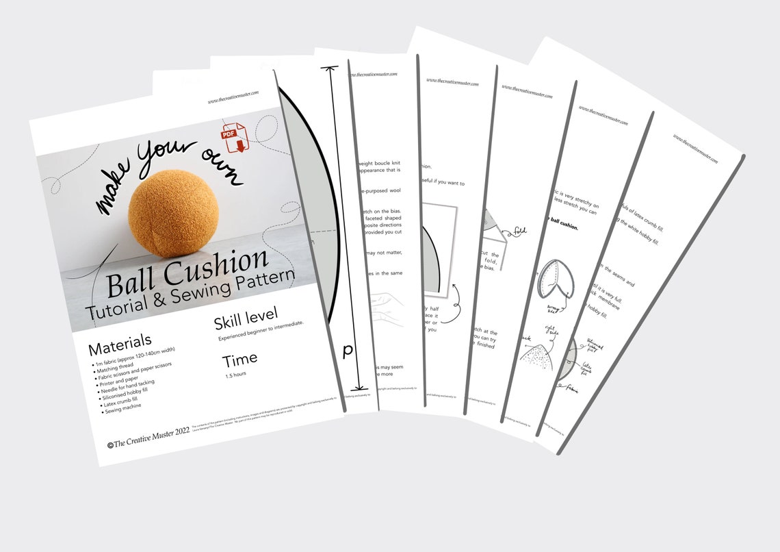 Make Your Own Ball Cushion Pillow Sewing Pattern and Tutorial - Etsy