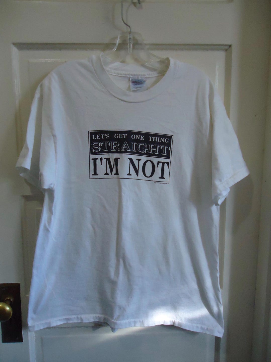 Vintage 90s GAY Pride LGBTQ Straight I'm Not Graphic Print T Shirt Sz M ...