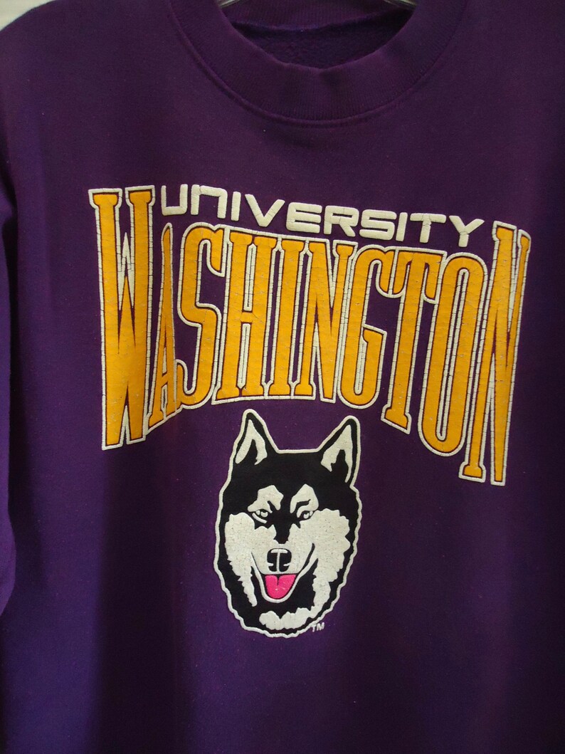 Vintage 90s WASHINGTON HUSKIES Classic Crewneck Graphic Sweatshirt Sz ...