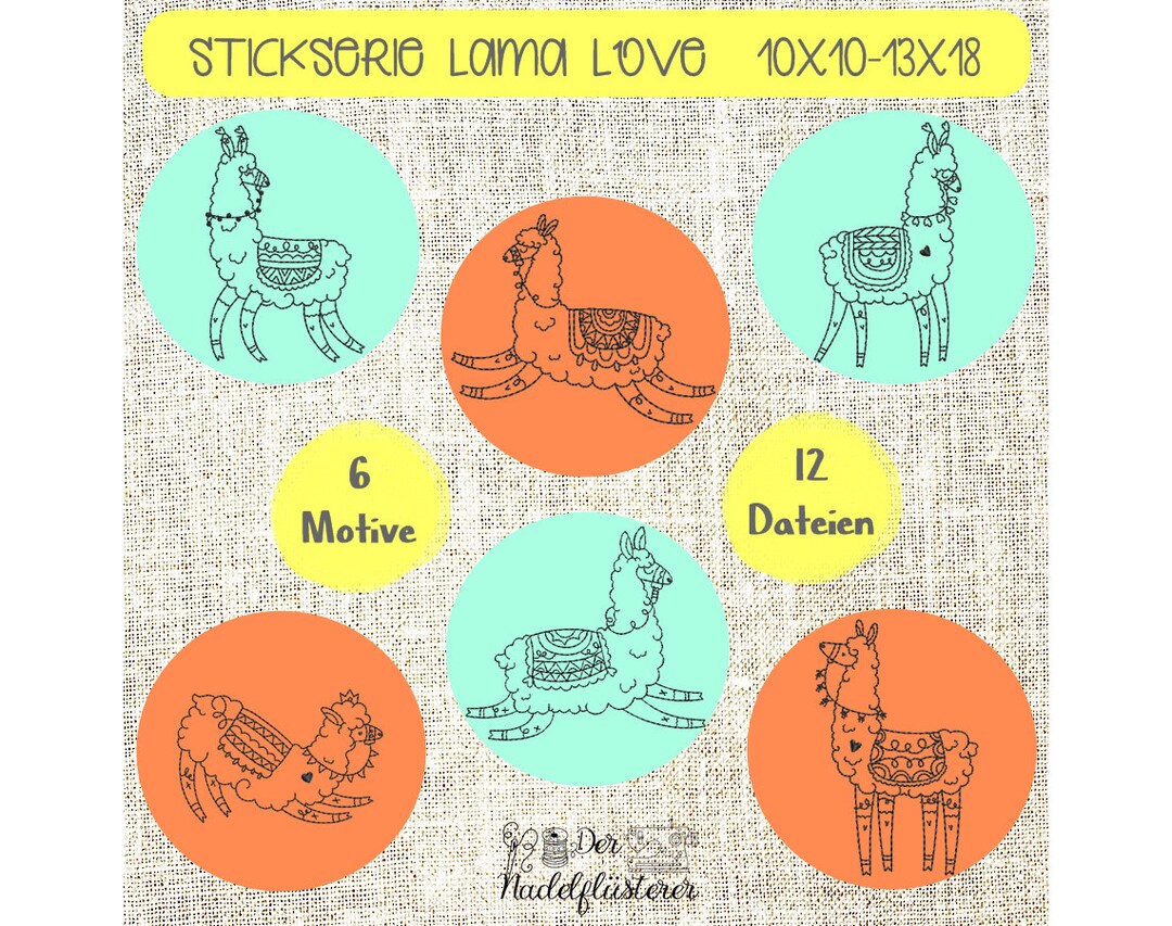 Serie de bordado digital Lama LOVE 10x10 13 x 18 cm 4x4 5x7 Marco de ...